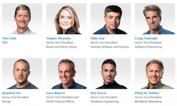 На веб-странице руководства Apple появилось пять новых топ-менеджеров ...